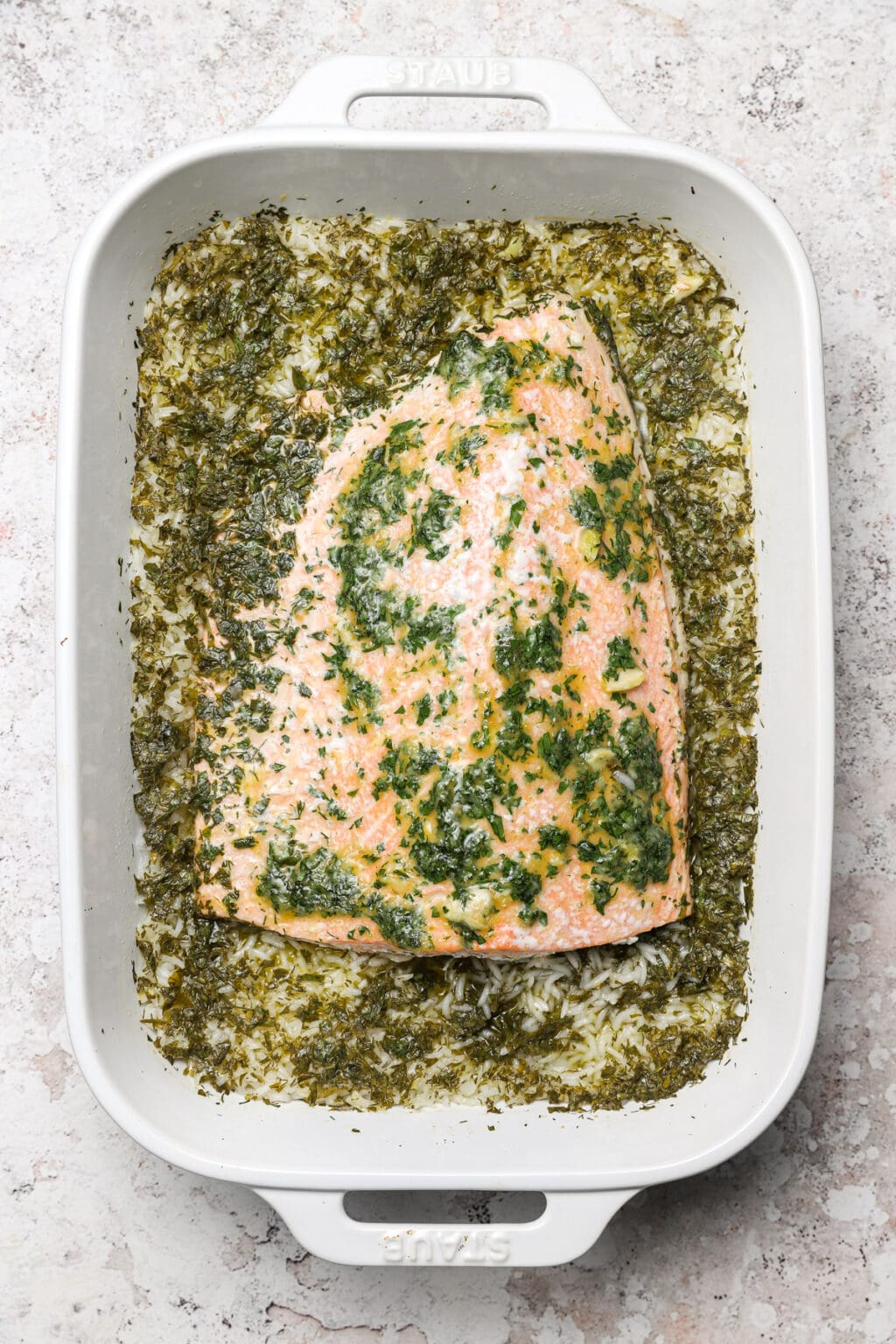 30-Minute Oven Baked Salmon with Herbed Rice - Well Seasoned Studio