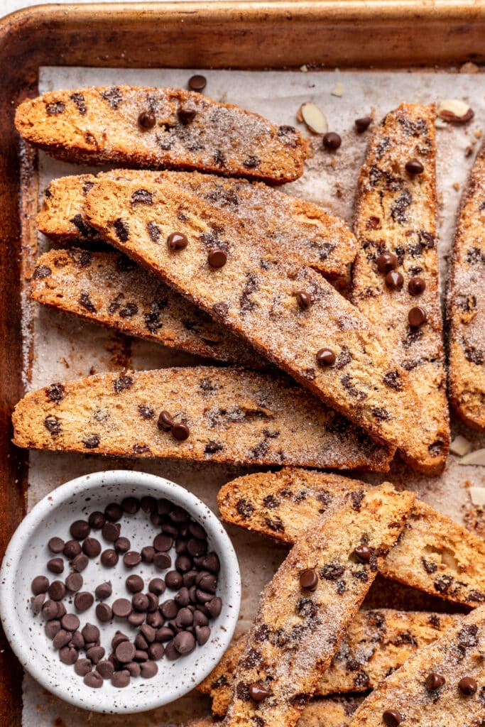 Tender Chocolate Chip Mandel Bread (Jewish Cookies) - Well Seasoned Studio