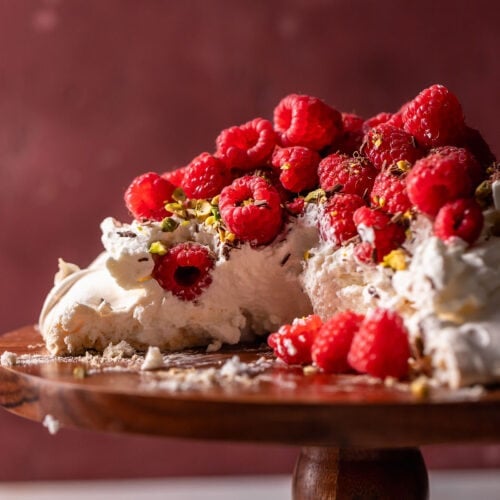Swiss Meringue Pavlova with Whipped Cream - Well Seasoned Studio