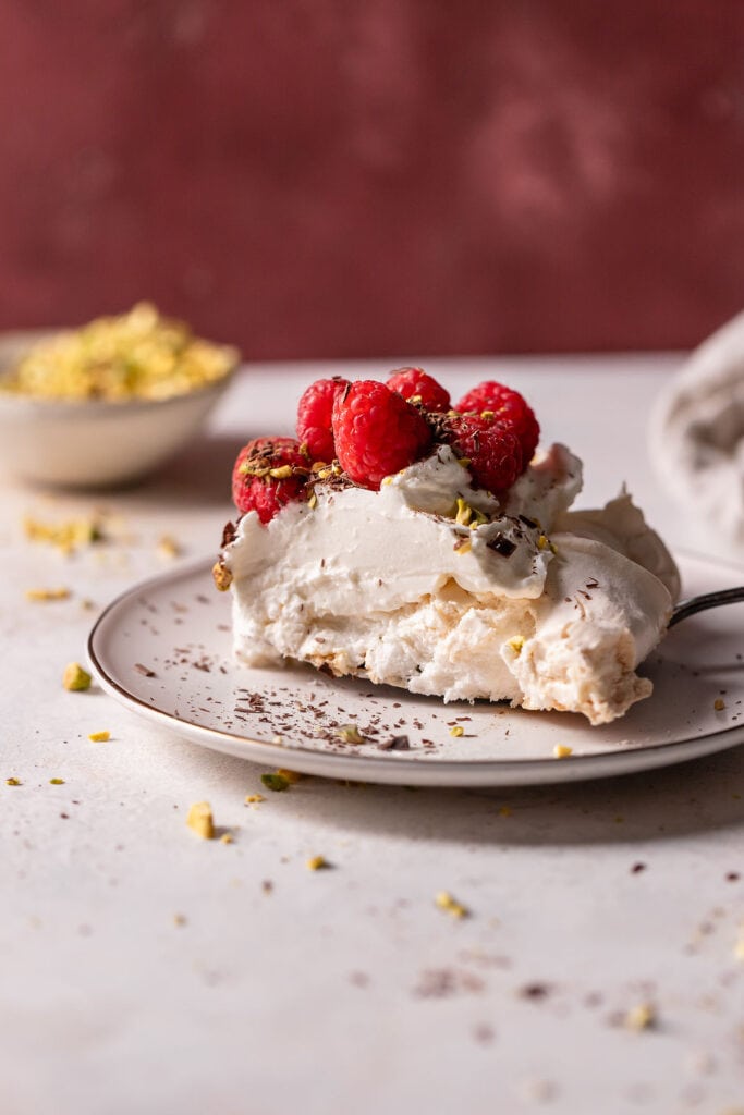 Swiss Meringue Pavlova with Whipped Cream - Well Seasoned Studio