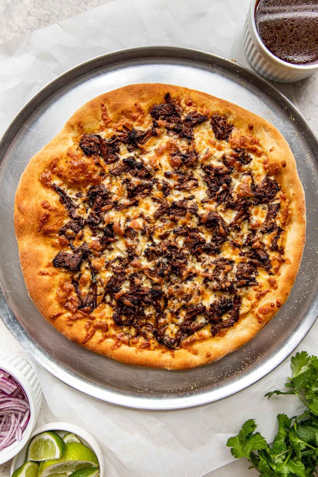 Crispy Oven-Baked Birria Pizza - Well Seasoned Studio