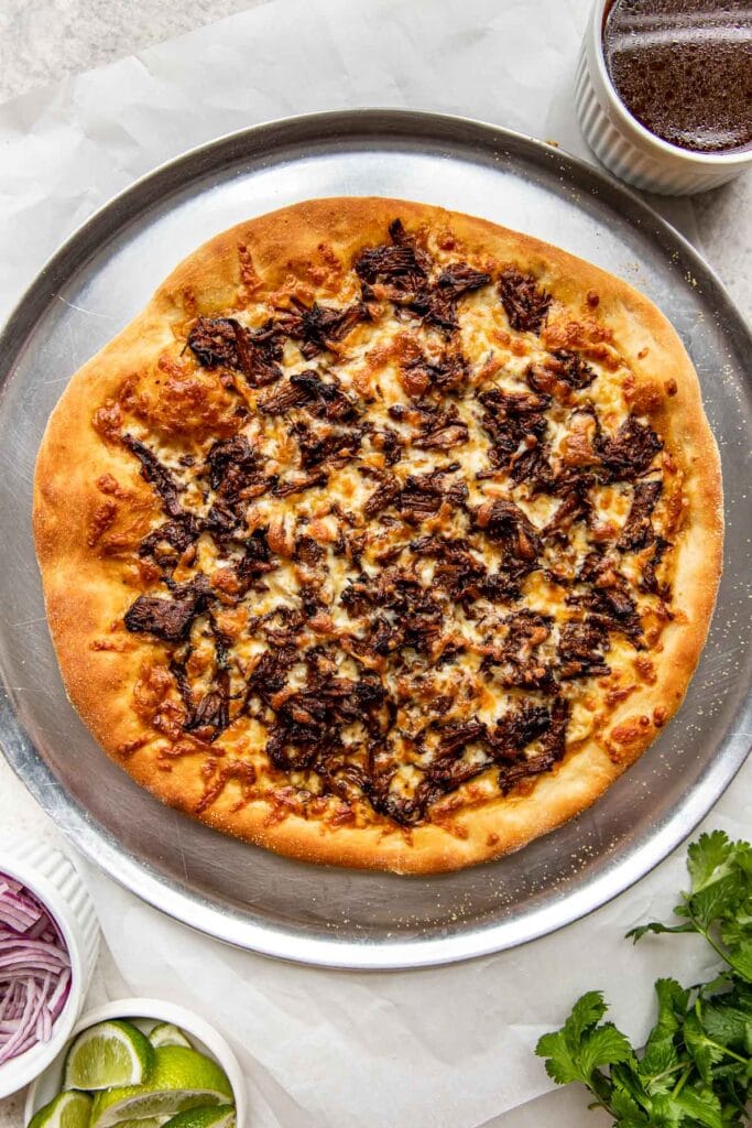 Crispy Oven-Baked Birria Pizza - Well Seasoned Studio