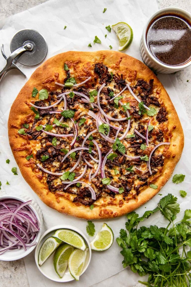 Crispy Oven-Baked Birria Pizza - Well Seasoned Studio