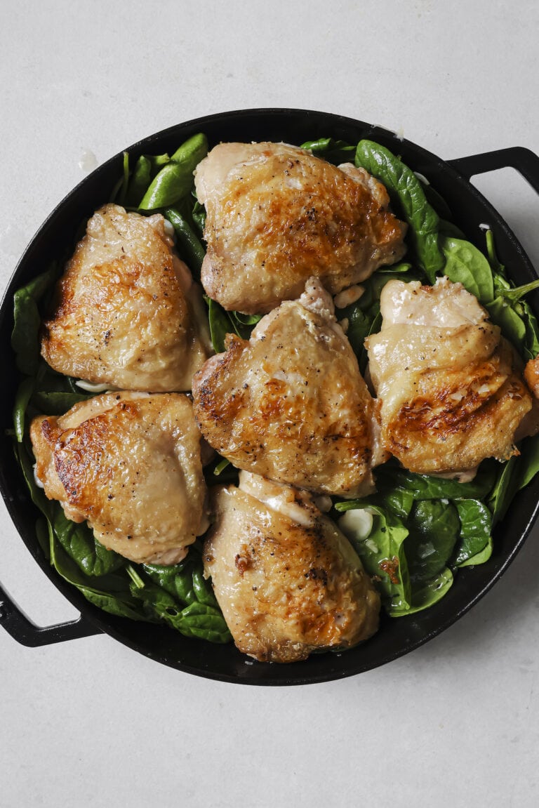 25-Minute Crispy Chicken Thighs with Butter Beans - Well Seasoned Studio