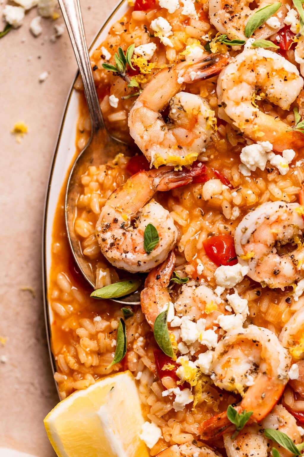 Creamy Shrimp Risotto with Tomatoes And Feta - Well Seasoned Studio