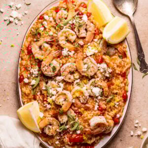 Creamy Shrimp Risotto with Tomatoes And Feta - Well Seasoned Studio