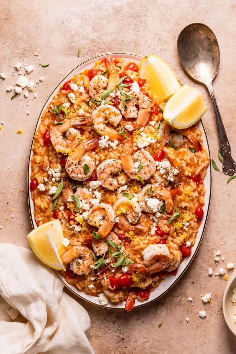 Creamy Shrimp Risotto with Tomatoes And Feta - Well Seasoned Studio