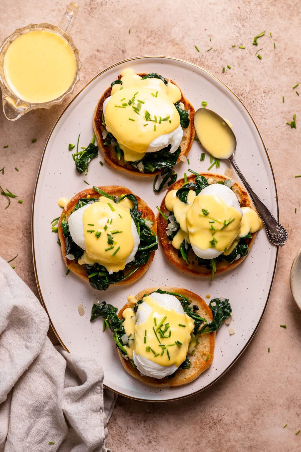 Eggs Florentine with Fresh Spinach & Blender Hollandaise - Well ...