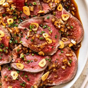 Beef Tataki with Garlic Chips & Ponzu - Well Seasoned Studio