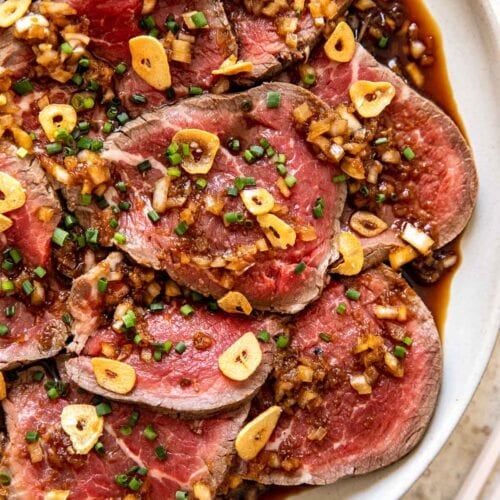 Beef Tataki with Garlic Chips & Ponzu - Well Seasoned Studio