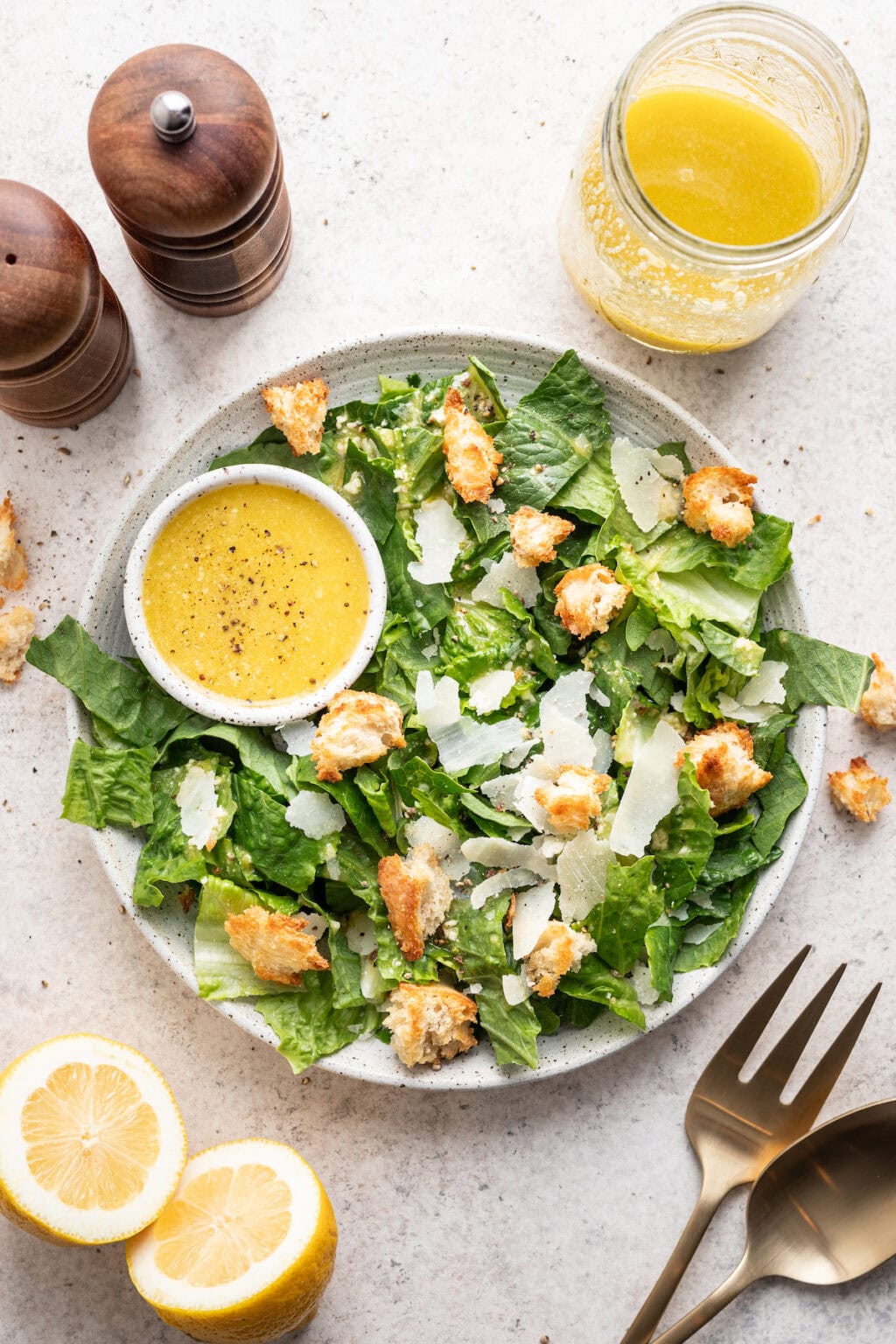 Romaine Salad with Lemon Caesar Vinaigrette - Well Seasoned Studio