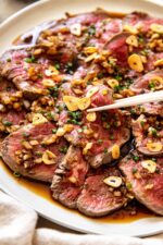 Beef Tataki with Garlic Chips & Ponzu - Well Seasoned Studio