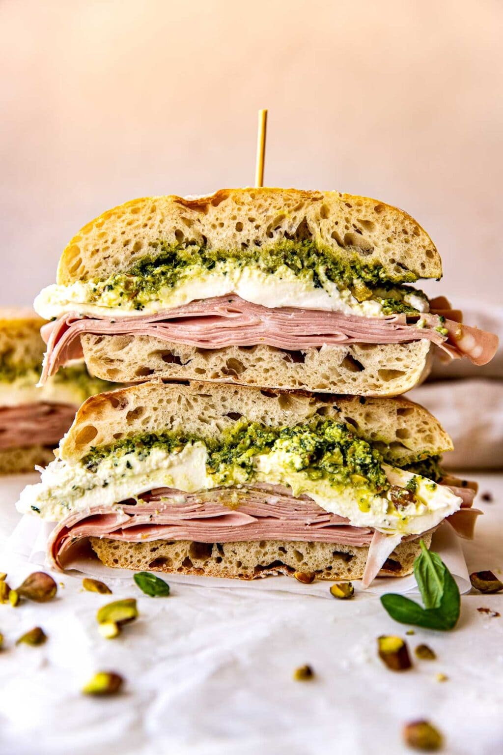Burrata Sandwich with Mortadella & Pistachio Pesto - Well Seasoned Studio