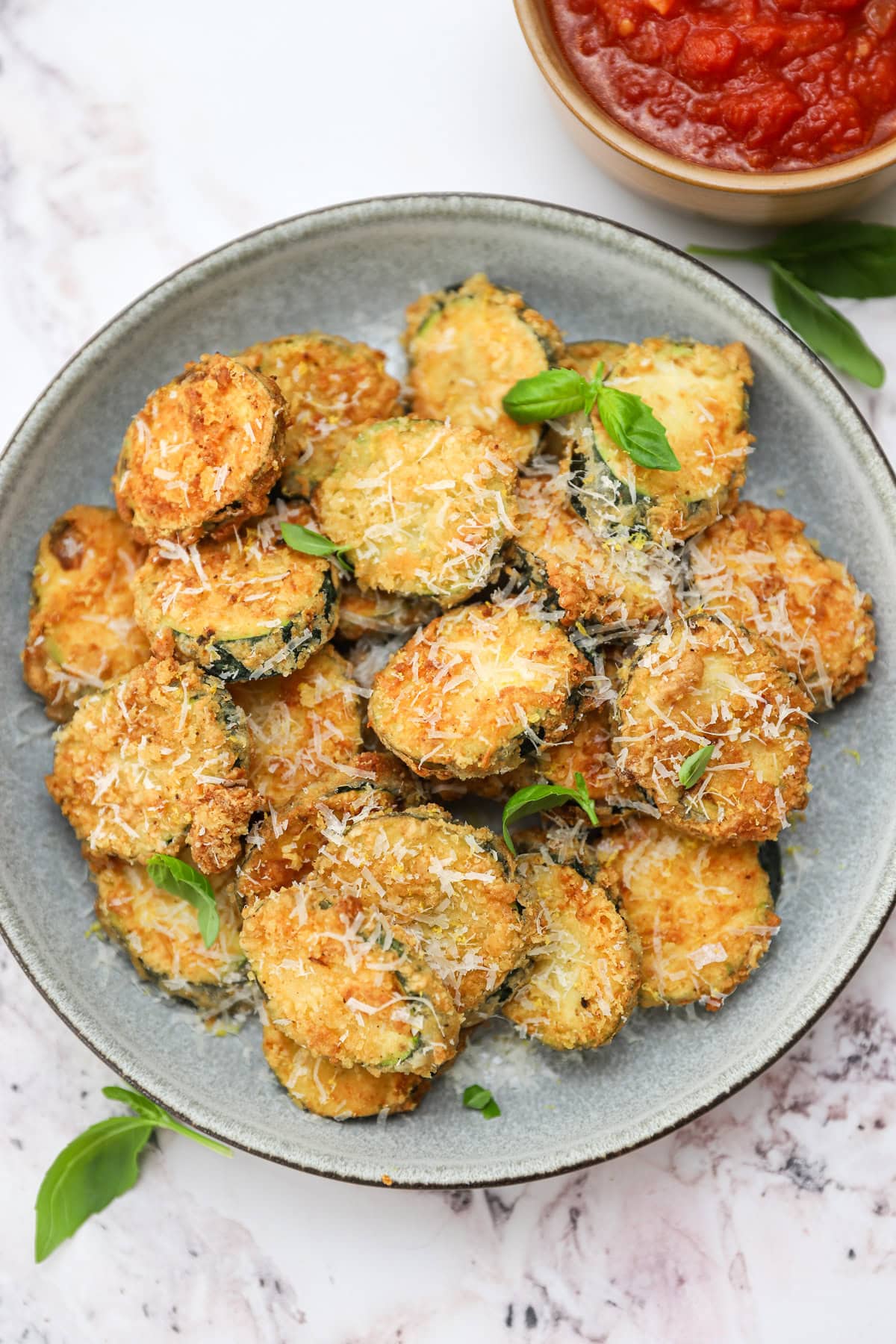Crispy Fried Zucchini with Homemade Marinara - Well Seasoned Studio