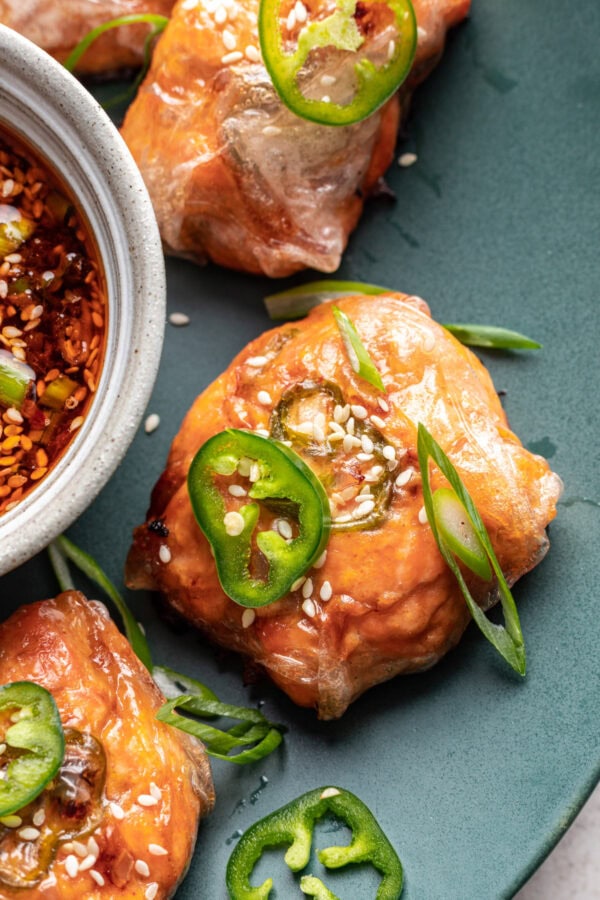 Crispy Rice Paper Roll-Ups with Salmon - Well Seasoned Studio