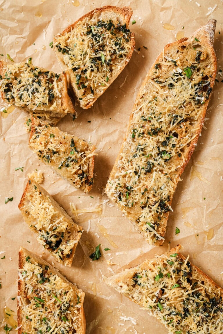 Crispy, Cheesy Garlic Bread with Anchovy Butter - Well Seasoned Studio