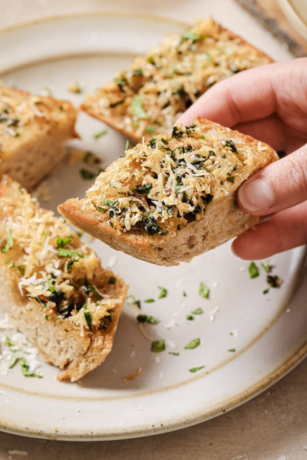 Crispy, Cheesy Garlic Bread with Anchovy Butter - Well Seasoned Studio