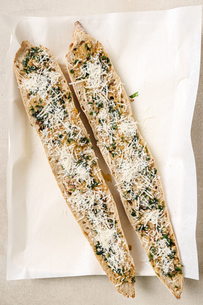Crispy, Cheesy Garlic Bread with Anchovy Butter - Well Seasoned Studio