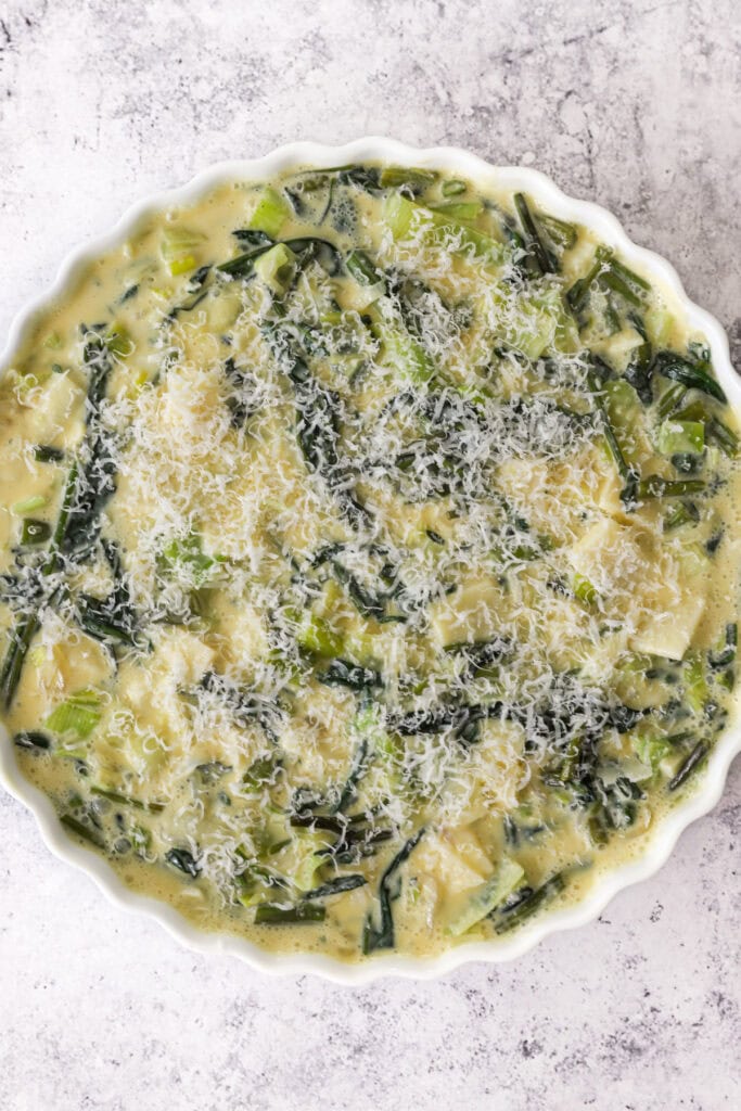 Water Spinach & Leek Quiche with Fontina - Well Seasoned Studio