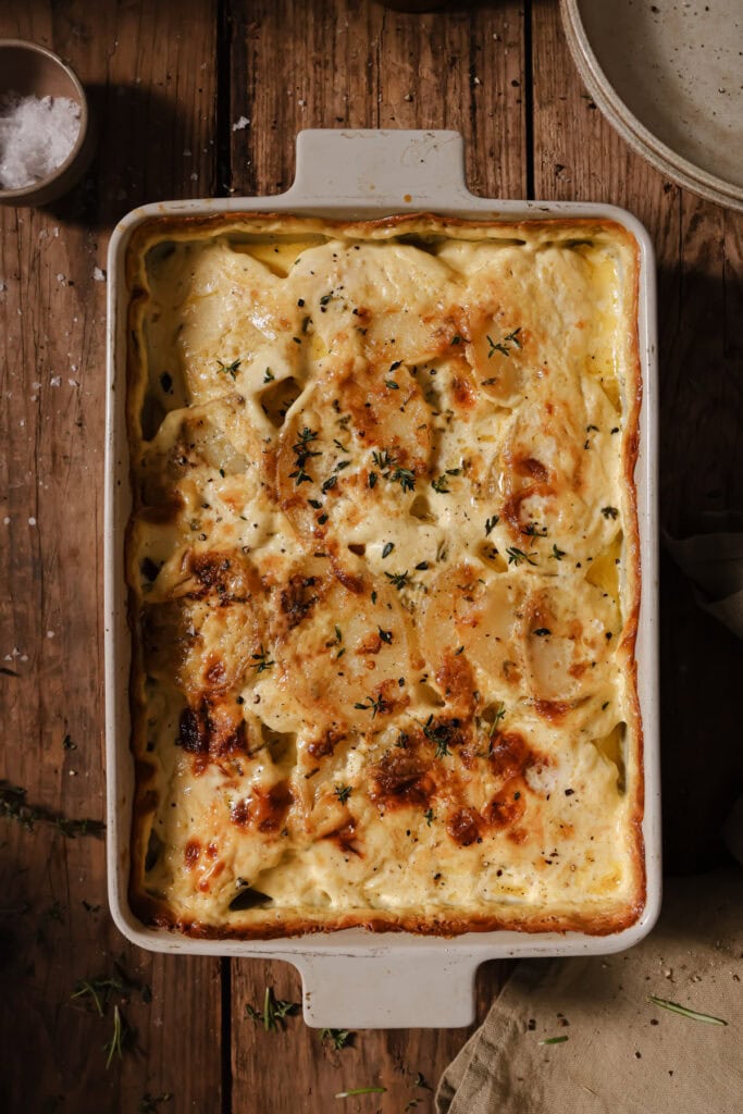 Rich & Creamy Garlicky Potato Gratin - Well Seasoned Studio