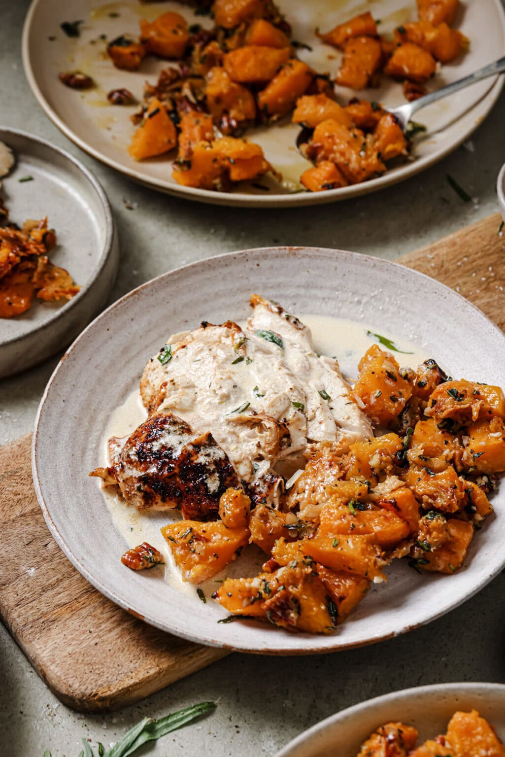 Parmesan-Roasted Butternut Squash with Pecans - Well Seasoned Studio