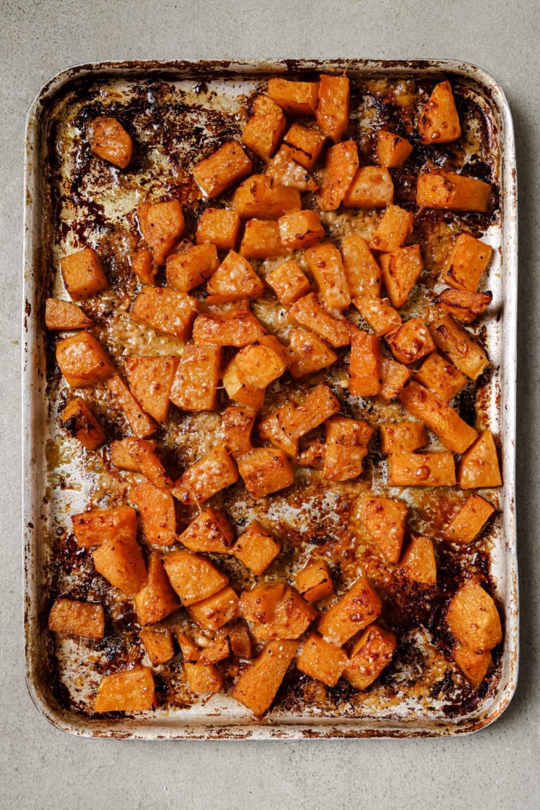 Parmesan-Roasted Butternut Squash with Pecans - Well Seasoned Studio