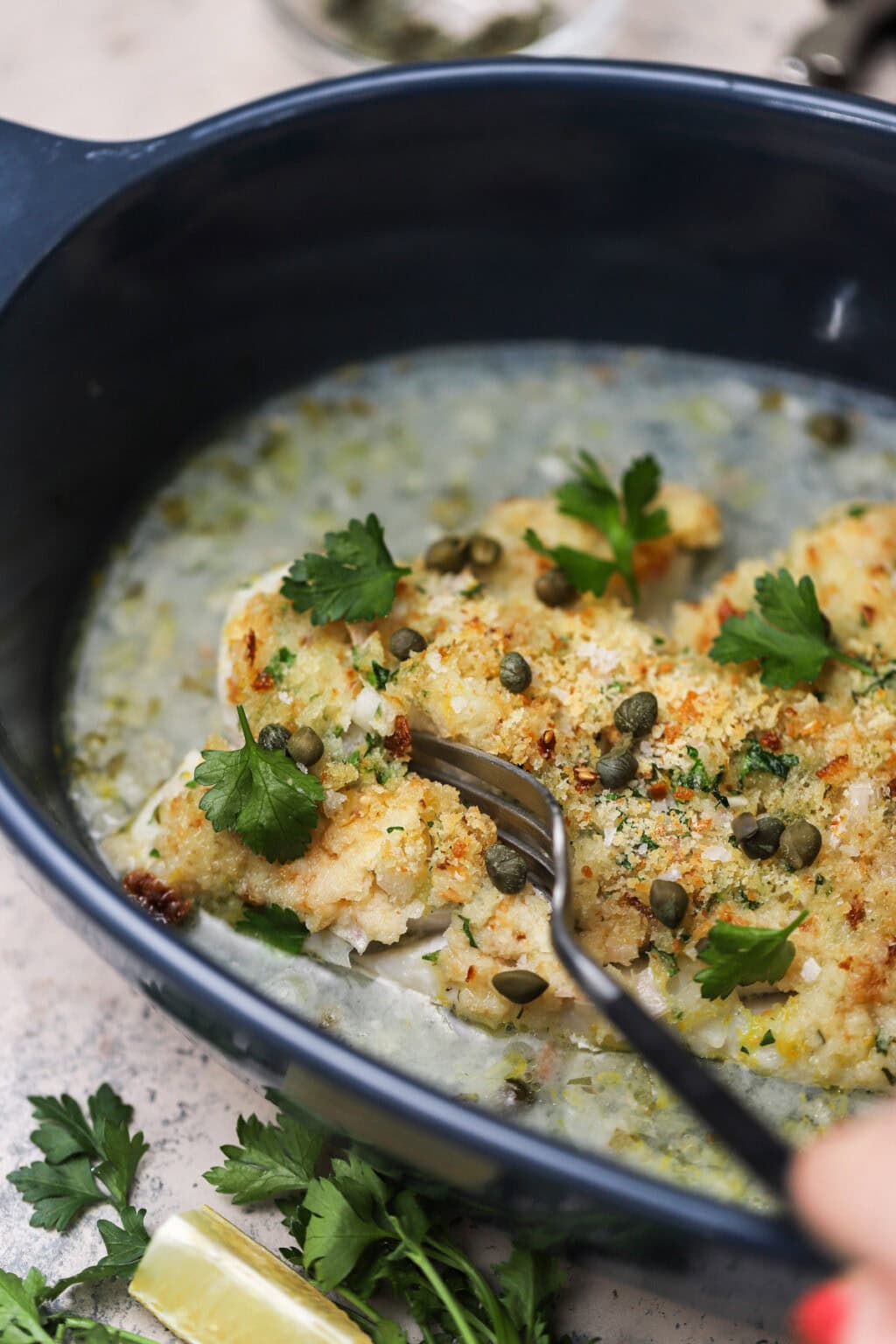 Slow-Roasted Cod with White Wine Butter Sauce - Well Seasoned Studio