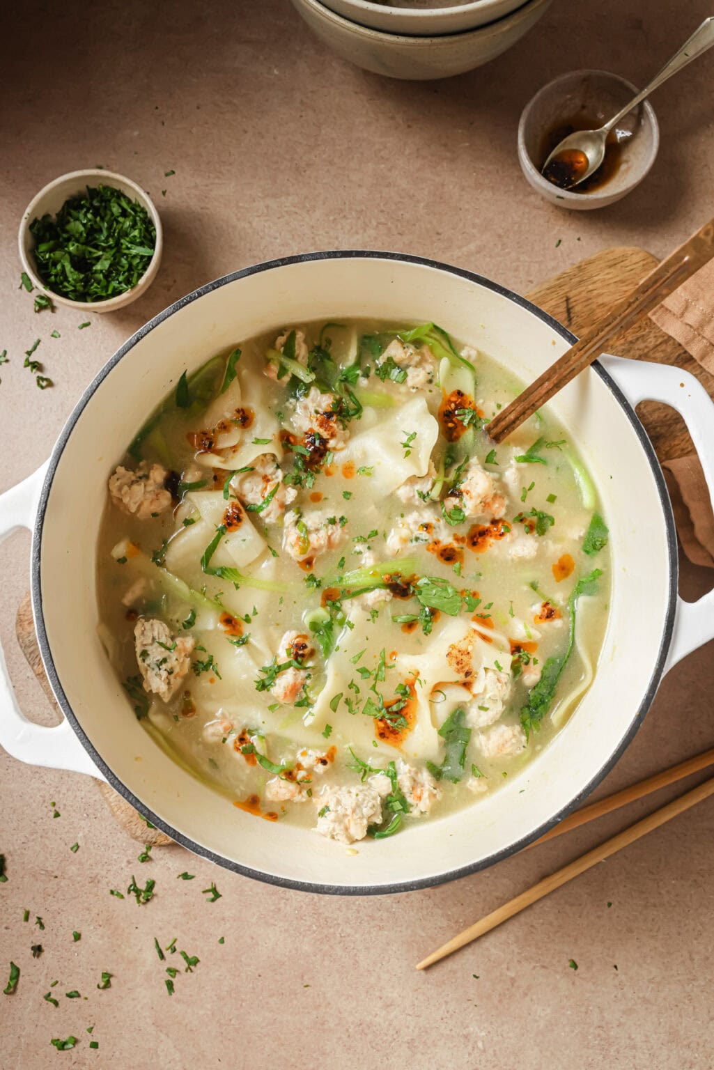 Deconstructed Wonton Soup with Chicken & Shrimp Filling - Well Seasoned ...