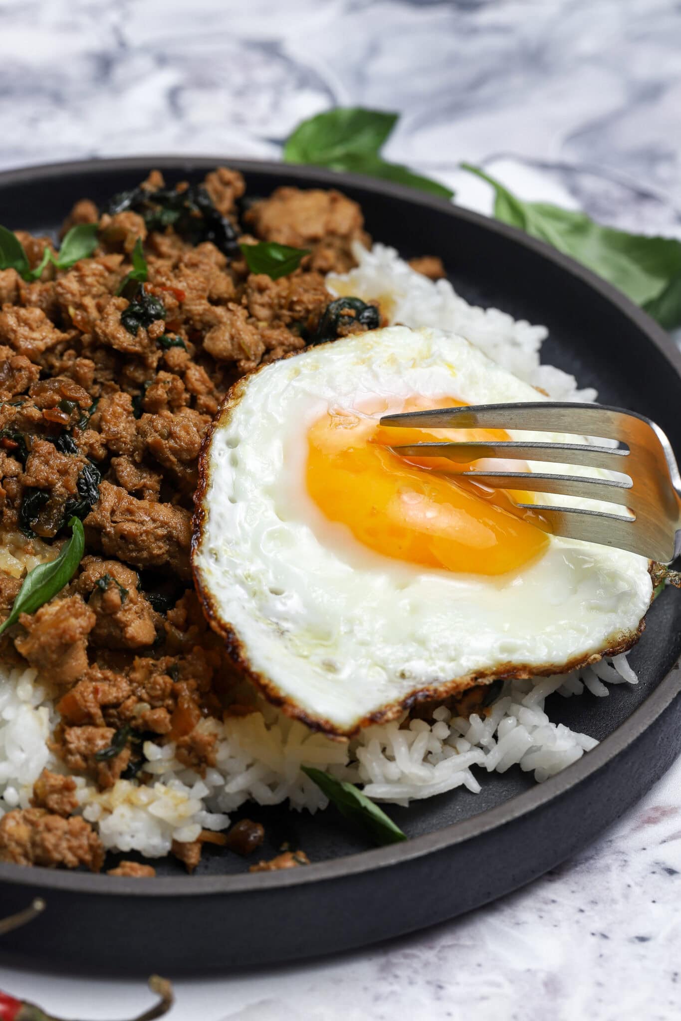 Ground Chicken & Holy Basil Stir Fry (Pad Kra Pao) - Well Seasoned Studio