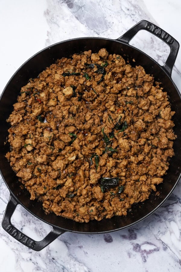Ground Chicken & Holy Basil Stir Fry (Pad Kra Pao) - Well Seasoned Studio