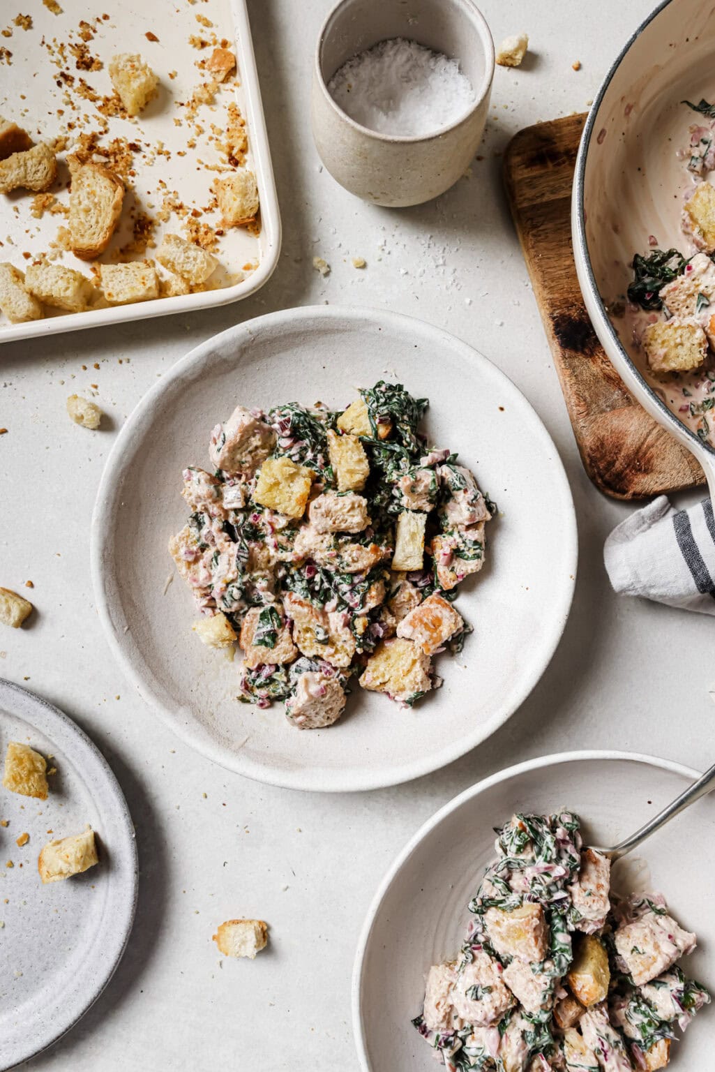 Creamy Swiss Chard with Lemony Croutons - Well Seasoned Studio