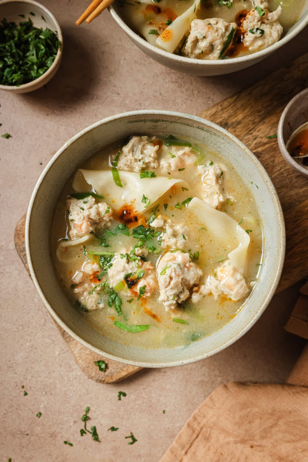 Deconstructed Wonton Soup with Chicken & Shrimp Filling - Well Seasoned ...