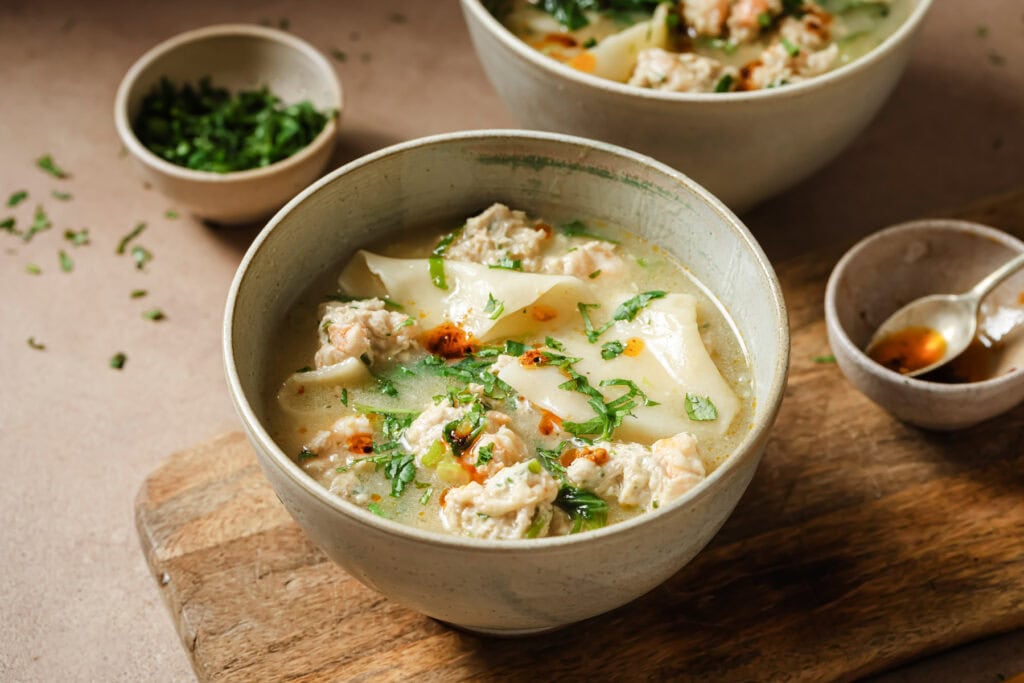 Deconstructed Wonton Soup with Chicken & Shrimp Filling - Well Seasoned ...