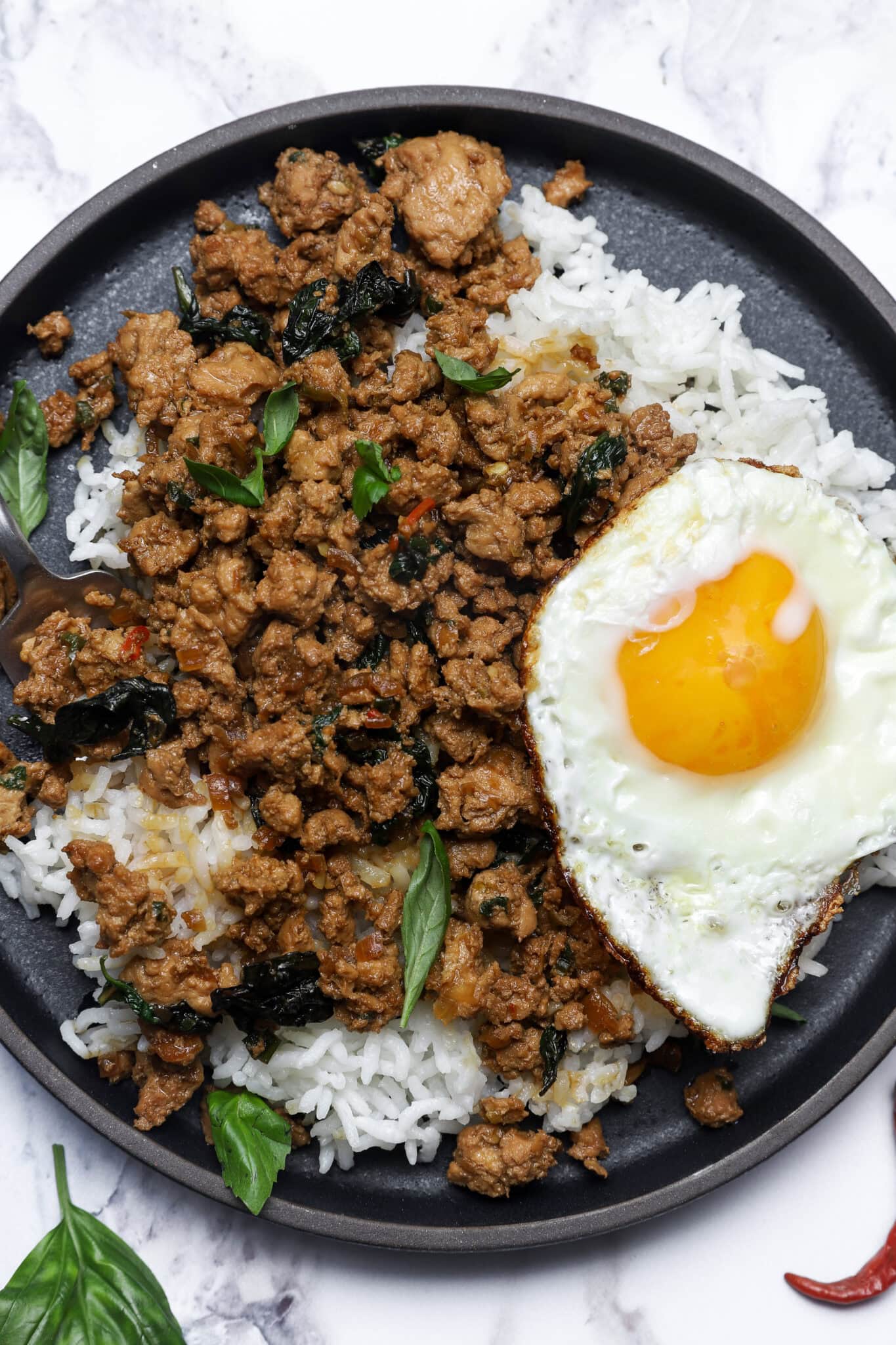 Ground Chicken & Holy Basil Stir Fry (Pad Kra Pao) - Well Seasoned Studio