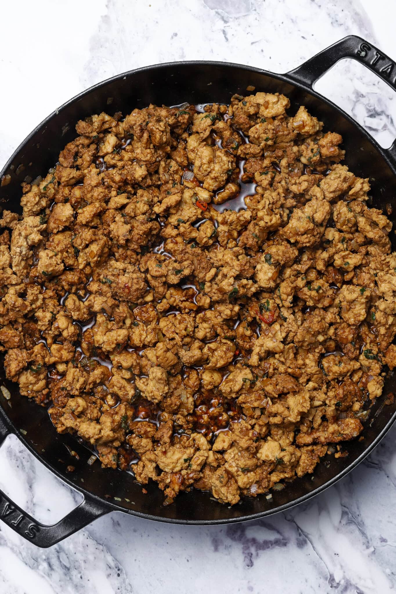 Ground Chicken & Holy Basil Stir Fry (Pad Kra Pao) - Well Seasoned Studio