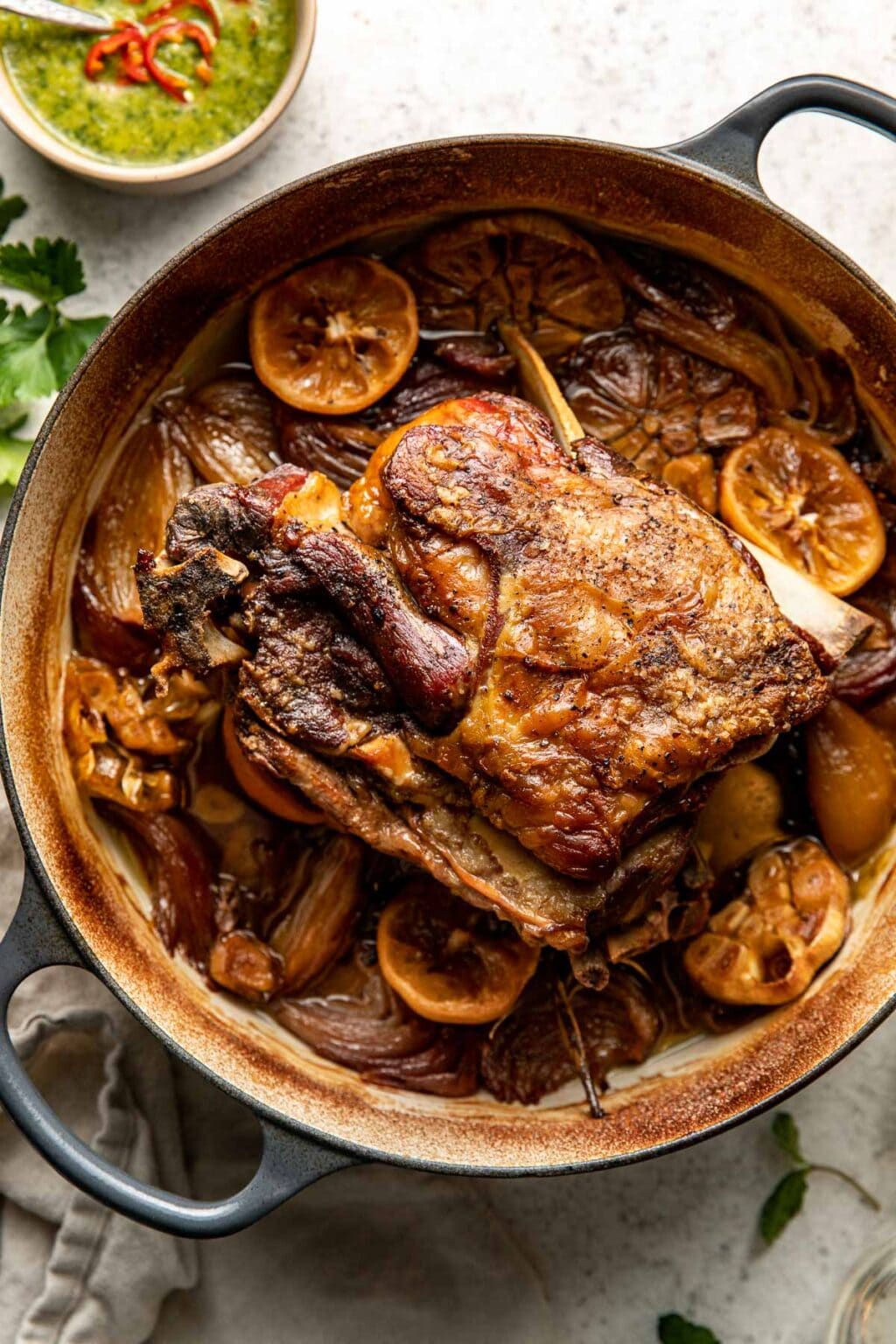 Oven-Roasted Lamb Shoulder with Herb Sauce - Well Seasoned Studio