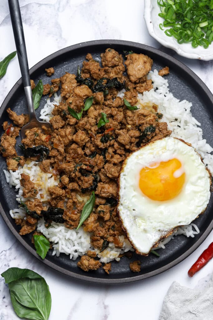 Ground Chicken & Holy Basil Stir Fry (Pad Kra Pao) - Well Seasoned Studio