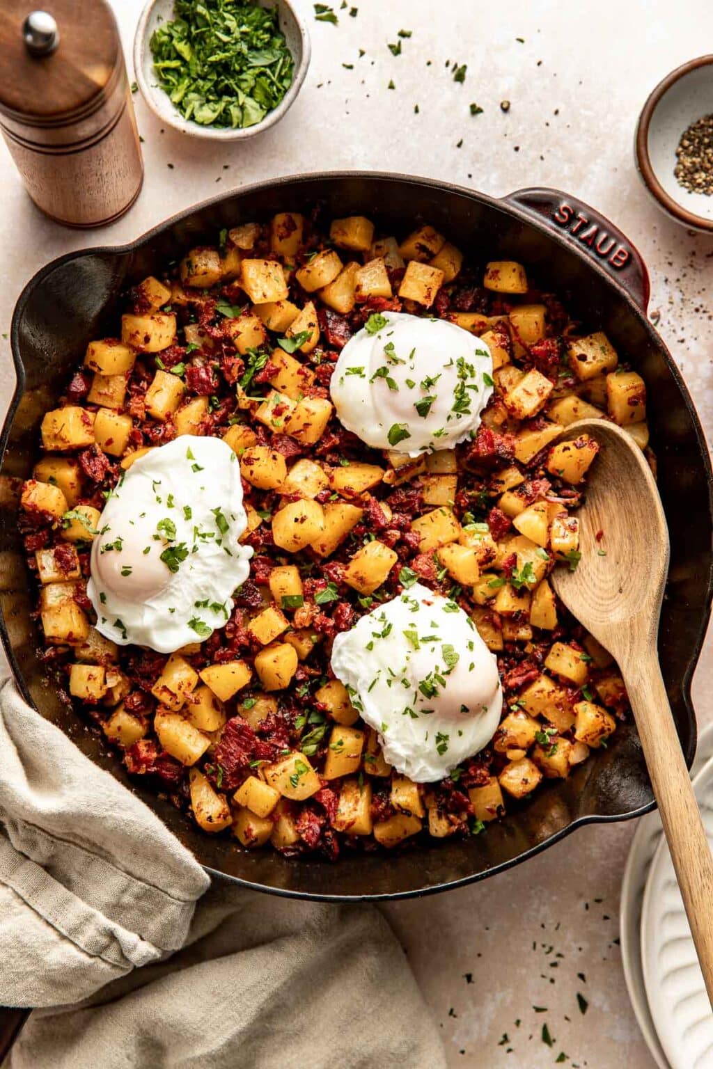 Truly Epic Homemade Corned Beef Hash & Eggs - Well Seasoned Studio