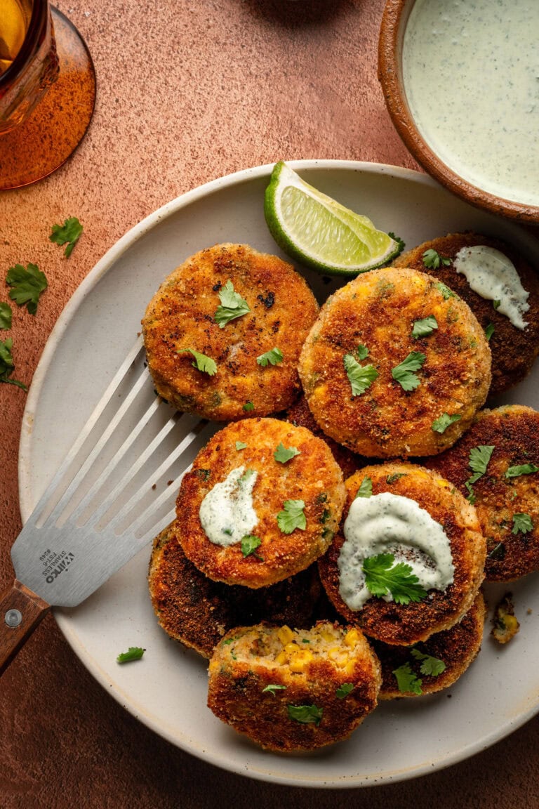 Pan-Fried Shrimp Cakes with Fresh Summer Corn - Well Seasoned Studio