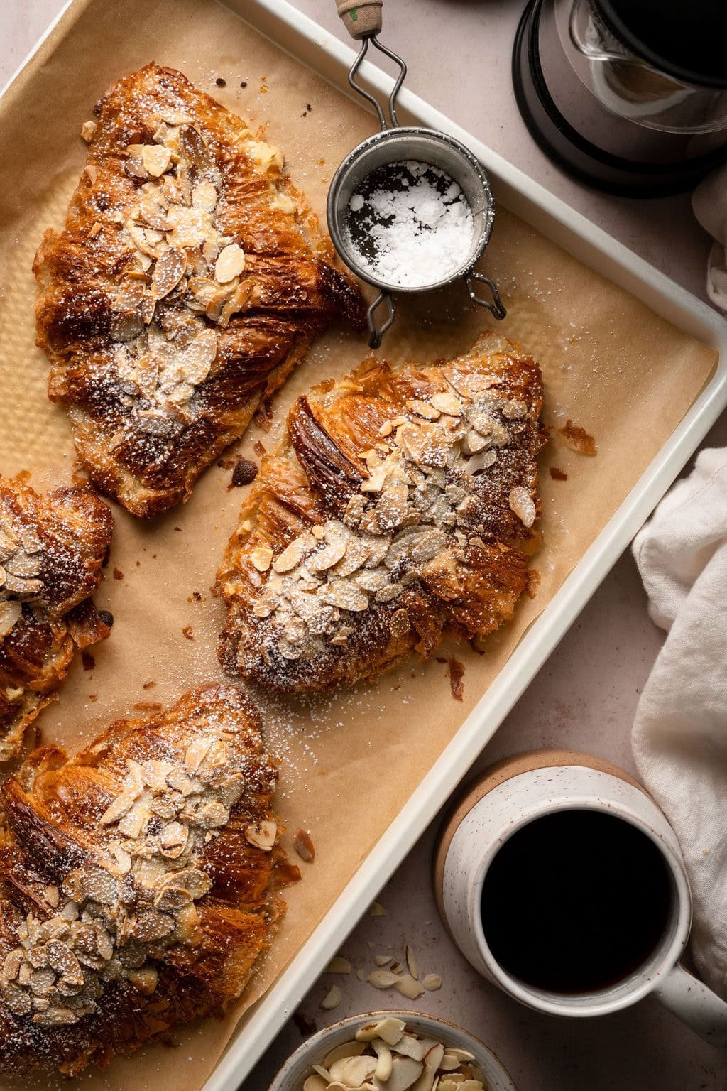 Flaky Almond Croissants with Homemade Frangipane - Well Seasoned Studio