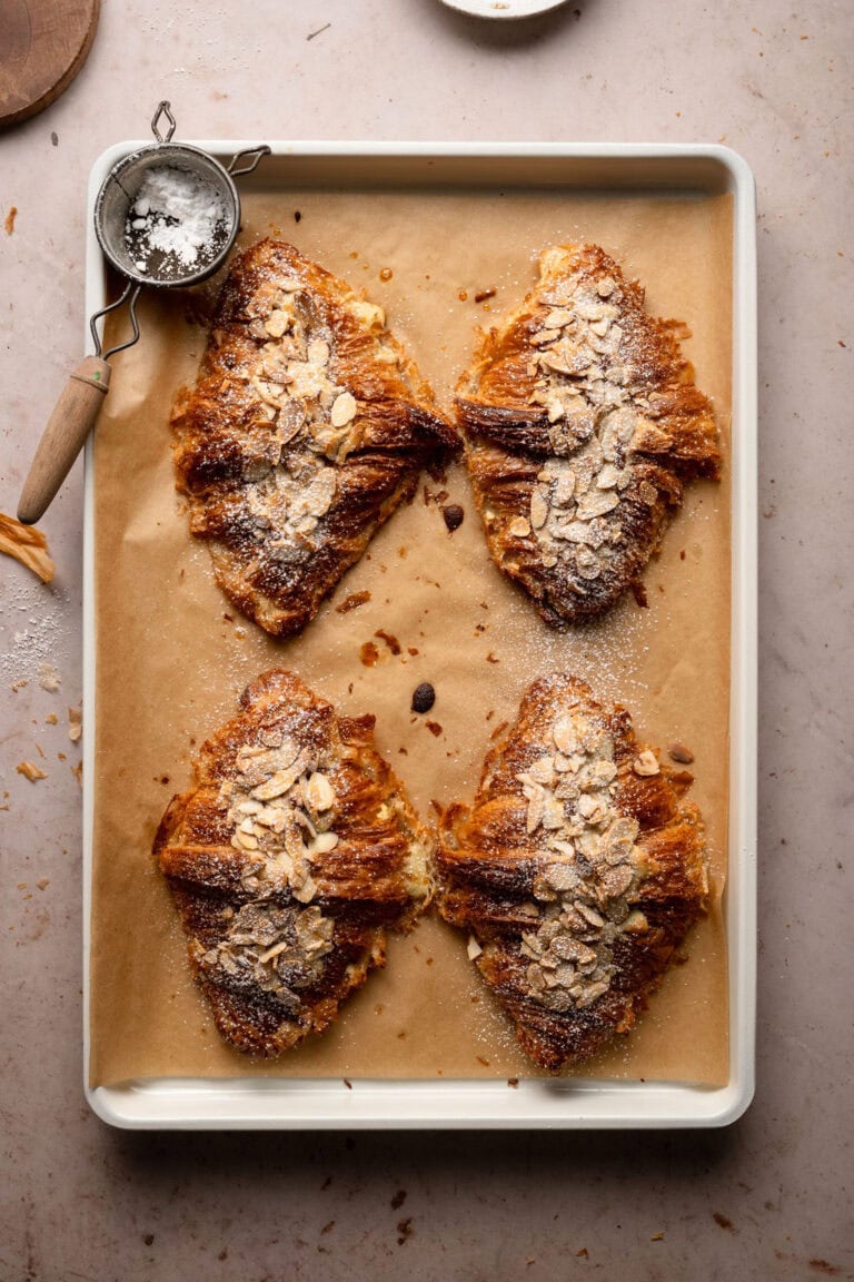 Flaky Almond Croissants with Homemade Frangipane - Well Seasoned Studio