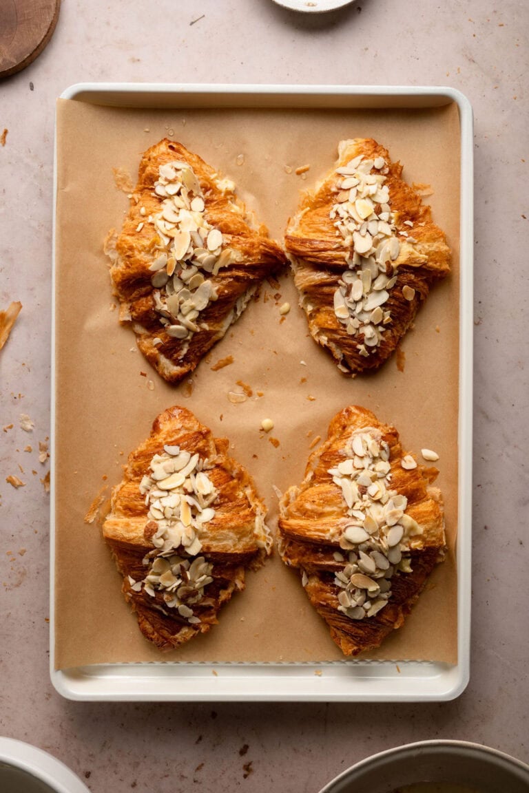 Flaky Almond Croissants with Homemade Frangipane - Well Seasoned Studio