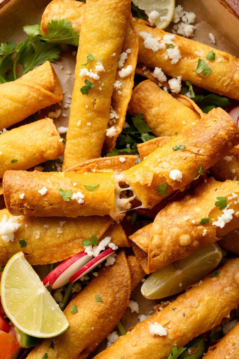 Crispy, Cheesy Taquitos with Rotisserie Chicken - Well Seasoned Studio