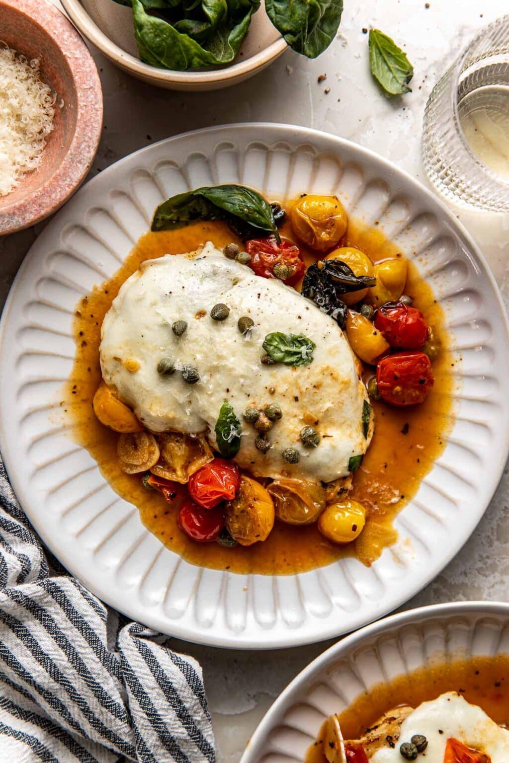 Caprese Chicken Cutlets with Blistered Tomatoes - Well Seasoned Studio