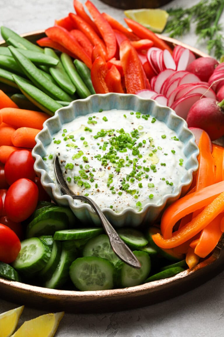 Garlic & Herb Crème Fraîche Dip For Crudité - Well Seasoned Studio