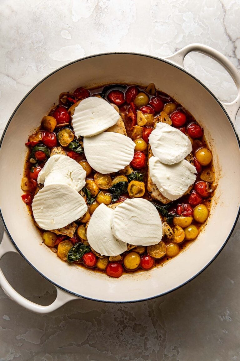 Caprese Chicken Cutlets with Blistered Tomatoes - Well Seasoned Studio