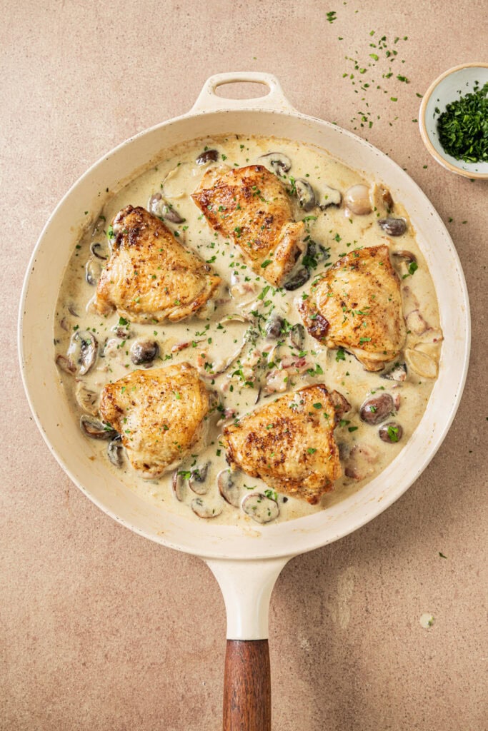 Braised Chicken Fricassé in White Wine Sauce - Well Seasoned Studio