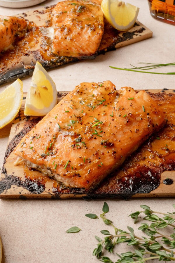 Cedar Plank Salmon with Maple-Mustard Glaze - Well Seasoned Studio