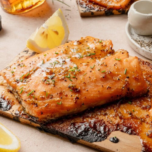 Cedar Plank Salmon with Maple-Mustard Glaze - Well Seasoned Studio
