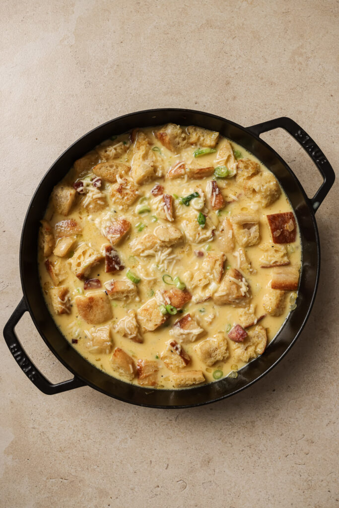 Breakfast Strata with Bacon, Cheddar, and Scallions - Well Seasoned Studio